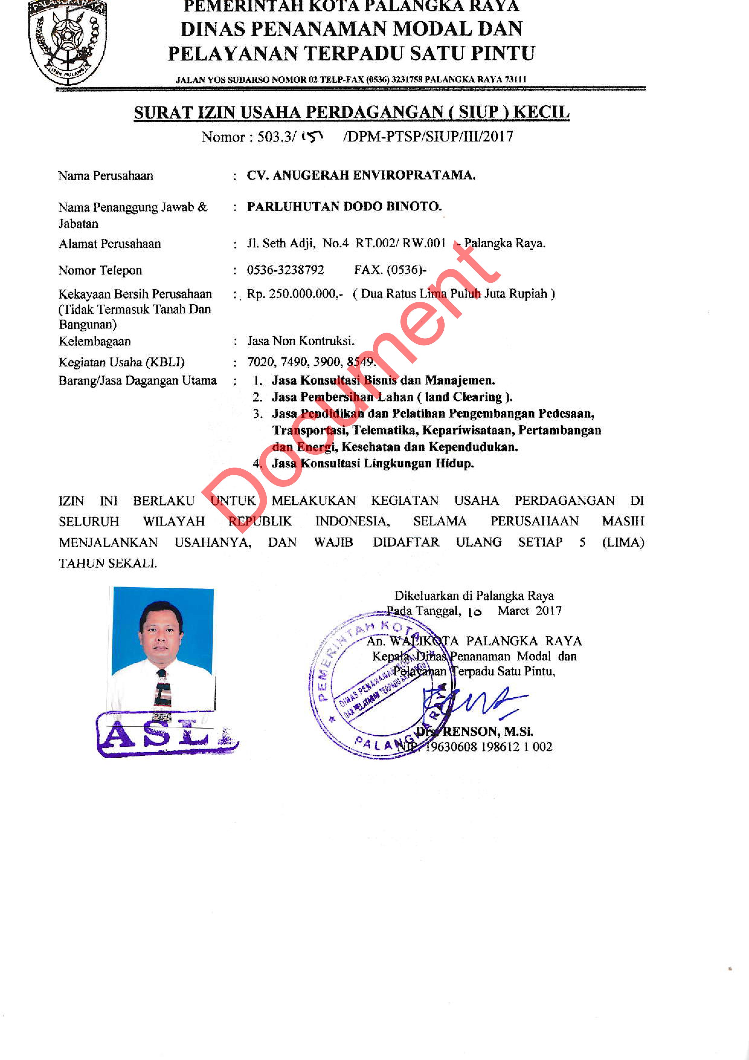 Surat Izin Usaha Perdagangan (SIUP)